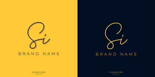Luxury initial letters si logo design Royalty Free Vector