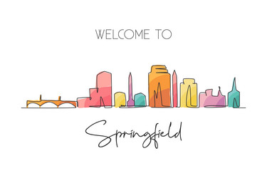 One single line drawing springfield city skyline Vector Image