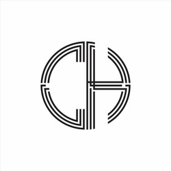 Ch logo monogram circle with piece ribbon style Vector Image