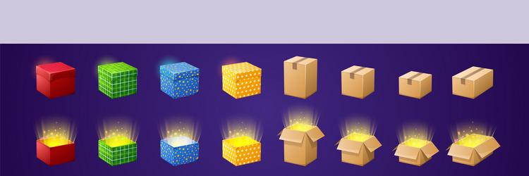 Gift box game ui assets - cartoon Royalty Free Vector Image