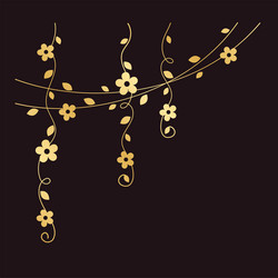 Gold vines with flowers simple minimal golden Vector Image