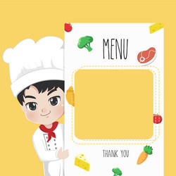 Cartoon chef with blank menu Royalty Free Vector Image