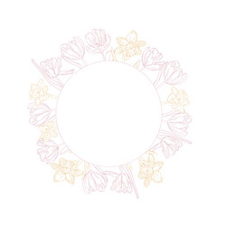 Spring flower circle frame line art black ink Vector Image