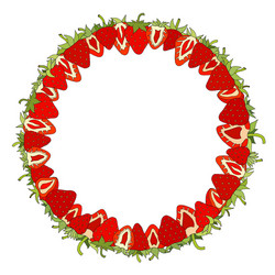 Strawberry realistic round frame Royalty Free Vector Image