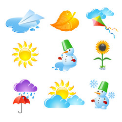 100 seasons icons set cartoon style Royalty Free Vector