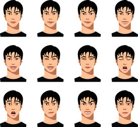 Man on six different face expressions set Vector Image