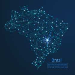 Brazil communication network map low poly image Vector Image