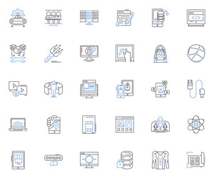 Material handling line icons collection warehouse Vector Image