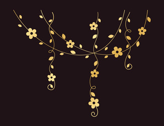 Gold vines with flowers simple minimal golden Vector Image