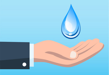 Save water concept with hand holding drop Vector Image
