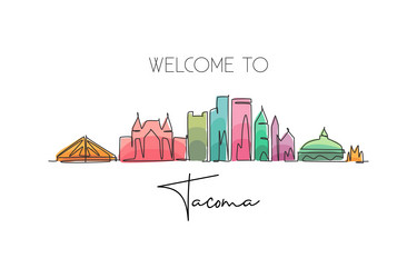 One continuous line drawing of spokane city Vector Image