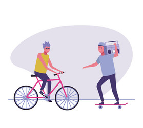 Young people sharing free time Royalty Free Vector Image