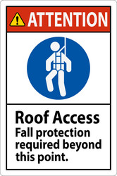 Attention sign roof access - fall protection Vector Image