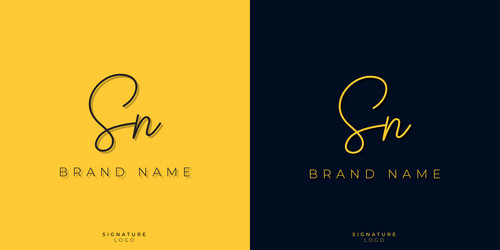Luxury initial letters sn logo design Royalty Free Vector