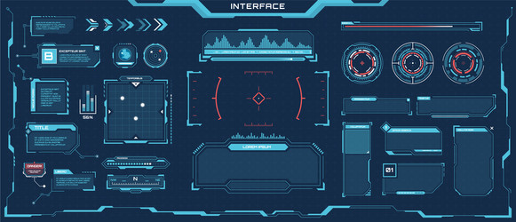 Futuristic cyberpunk hud elements template set Vector Image Futuristic cyberpunk hud elements template set Vector Image