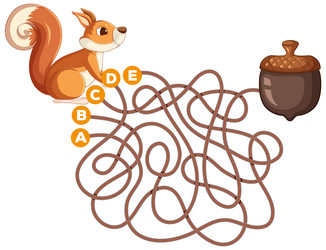 Help squirrel find way to nut forest Royalty Free Vector