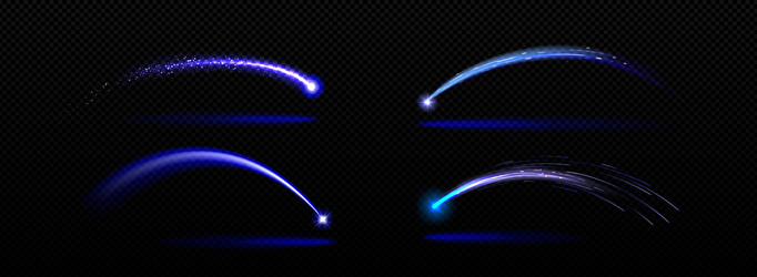 Shooting star arc light with magic neon curve Vector Image