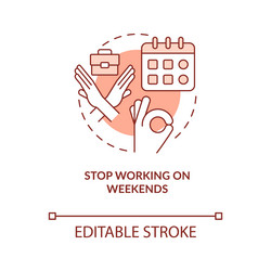 Stop work on weekends red gradient concept icon Vector Image