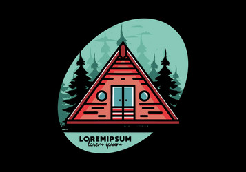 Wood cabin in the jungle drawing Royalty Free Vector Image