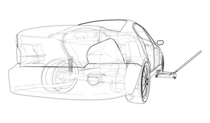 Concept car with floor jack Royalty Free Vector Image