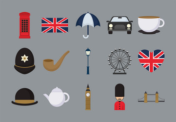 Nine uk items Royalty Free Vector Image - VectorStock