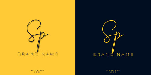 Minimal line art letters ps signature logo Vector Image