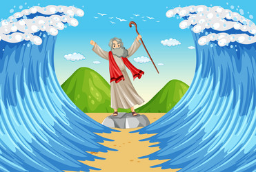 Moses and the red sea Royalty Free Vector Image