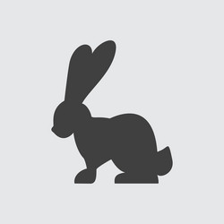 Black shadow silhouette of fluffy rabbit or hare Vector Image