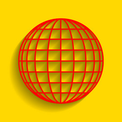 Earth globe sign red icon with soft Royalty Free Vector