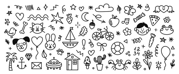 Cute hand drawn doodle set of simple kids Vector Image