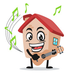 Happy cartoon house mascot Royalty Free Vector Image