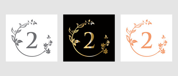 Crown logo on letter 2 luxury symbol Royalty Free Vector