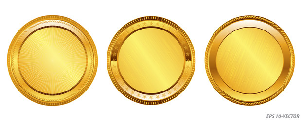 Set of realistic gold coin easy to modify Vector Image