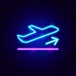 Airplane flight neon sign Royalty Free Vector Image