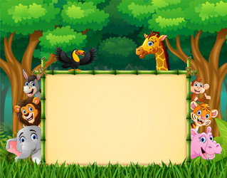 Animals with a blank sign paper Royalty Free Vector Image