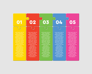 Five pieces puzzle square line info graphic Vector Image