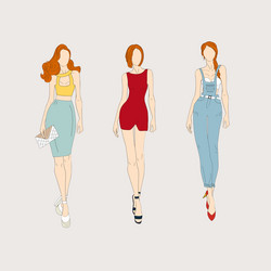 Fashion models representing a new collection Vector Image