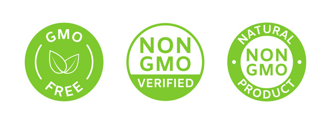 Non gmo labels free icons healthy food Royalty Free Vector