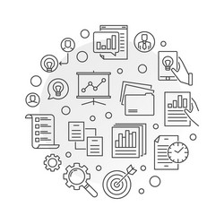 Business project round in thin Royalty Free Vector Image