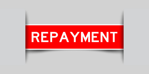 Sticker label with word debt payment in red color Vector Image