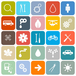 Colorful flat design square icons set Royalty Free Vector