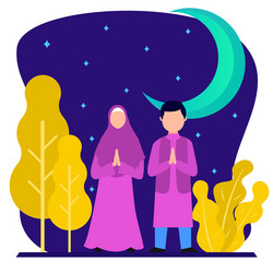 Muslim man in front of kaaba Royalty Free Vector Image