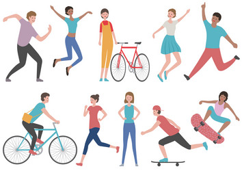 People figures in motion running walking Vector Image