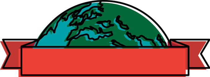 World planet earth with ribbon frame Royalty Free Vector