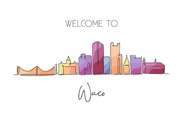 Single continuous line drawing of waco skyline Vector Image