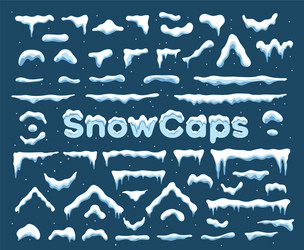 Snow cap ice set winter design snowy icicle roof Vector Image