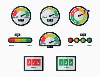 Collection of credit score gauges Royalty Free Vector Image