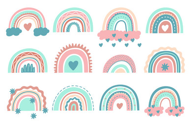 Cute rainbows with animal faces for your design Vector Image