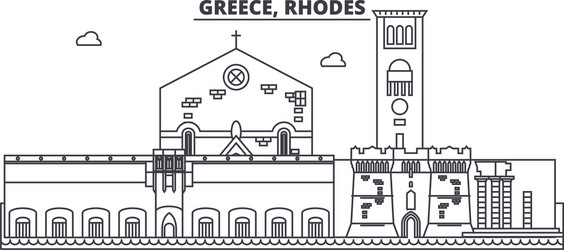 Greece rhodes tourism landmarks city Royalty Free Vector
