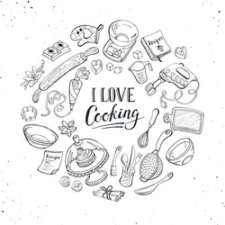I love cooking poster Royalty Free Vector Image